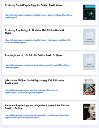 Social Psychology 8th Edition David G. Myers | PDF