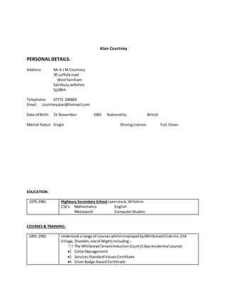 Alan Courtney CV | PDF