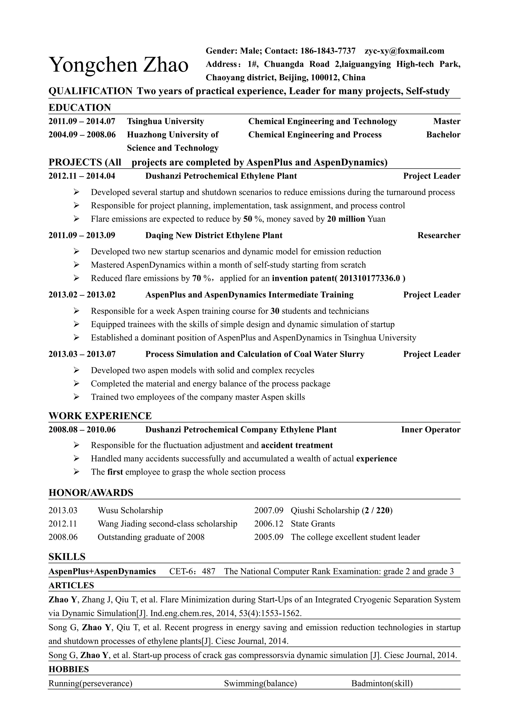 CV-Yongchen Zhao | PDF