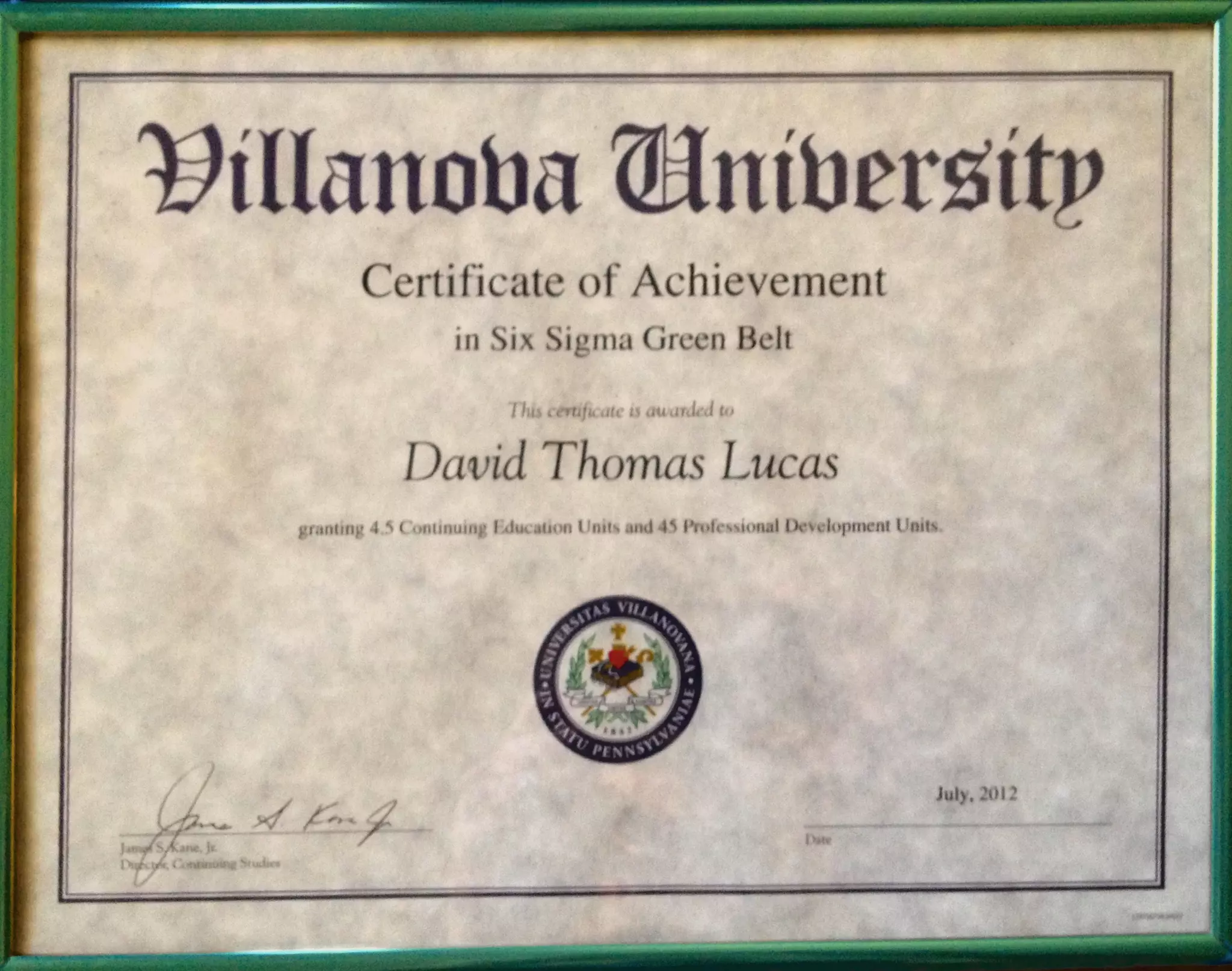 villanova certificate | PDF