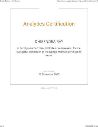 Google Partners - GA Certification | PDF