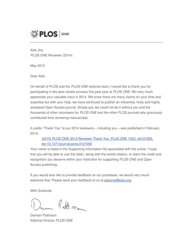 Plos One letter | PDF