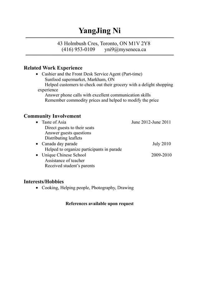 YangJing Ni Resume | DOC