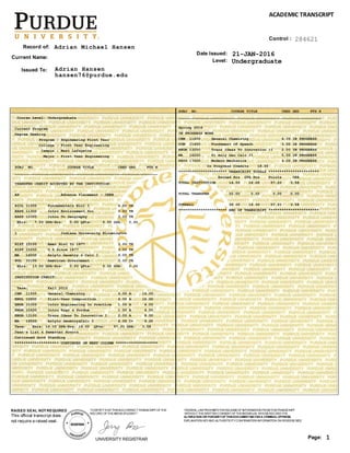 Adrian Hansen Transcript 1-2015 | PDF | Undergraduate Education ...