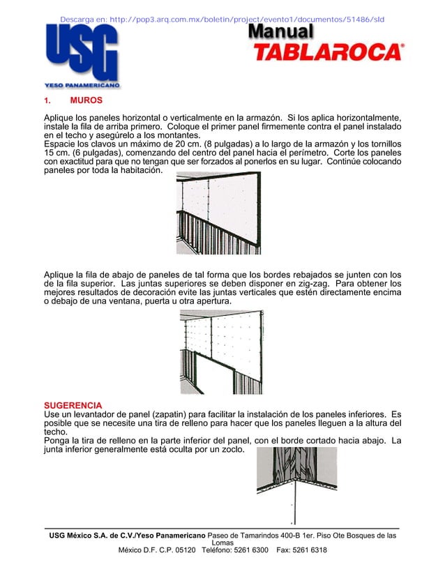 Manual para instalación de Tablaroca