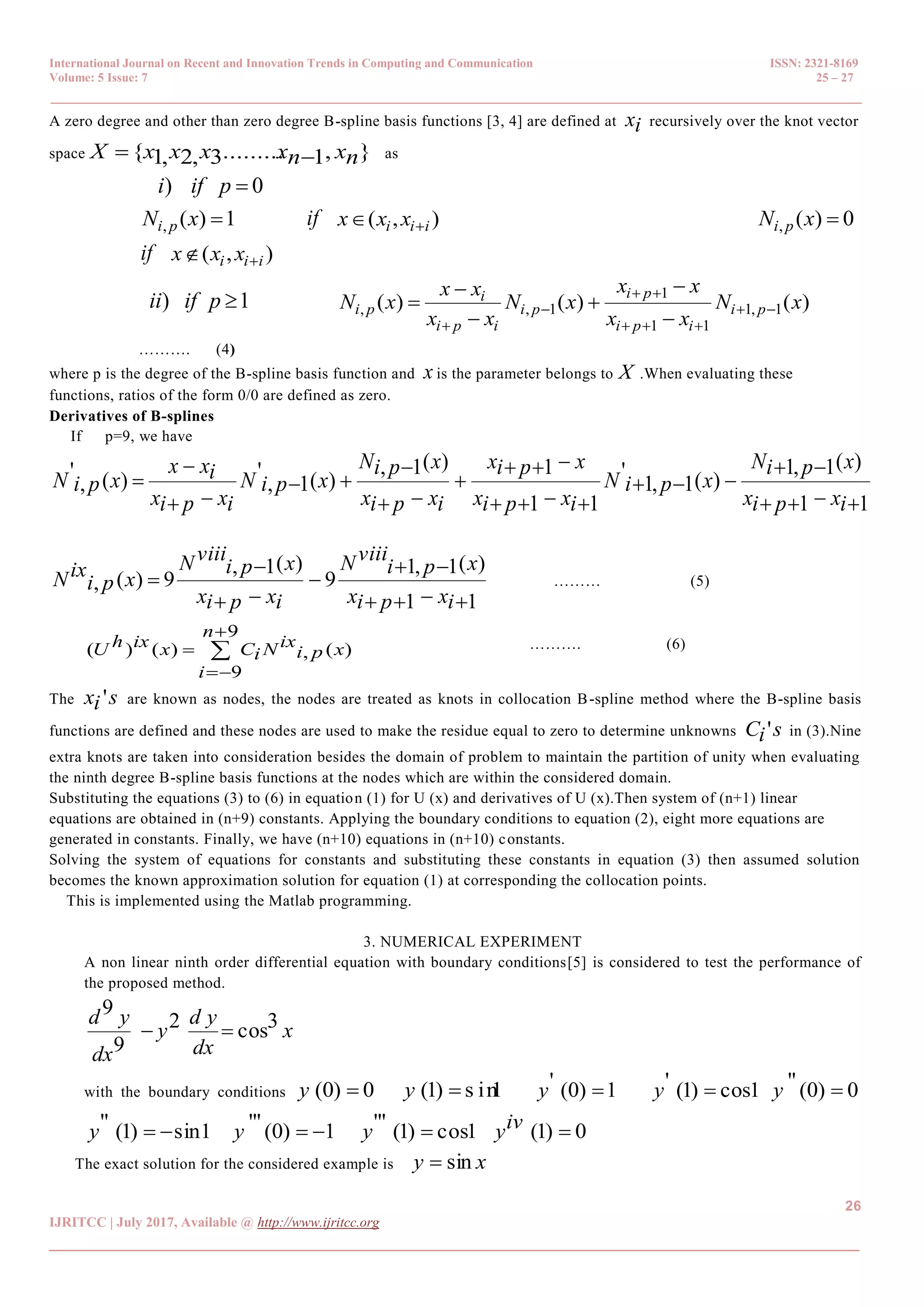 Numerical Solution To Ninth Order Non Linear Differential Equation