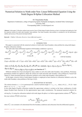 Numerical Solution to Ninth order Non- Linear Differential Equation Using the Ninth Degree B ...
