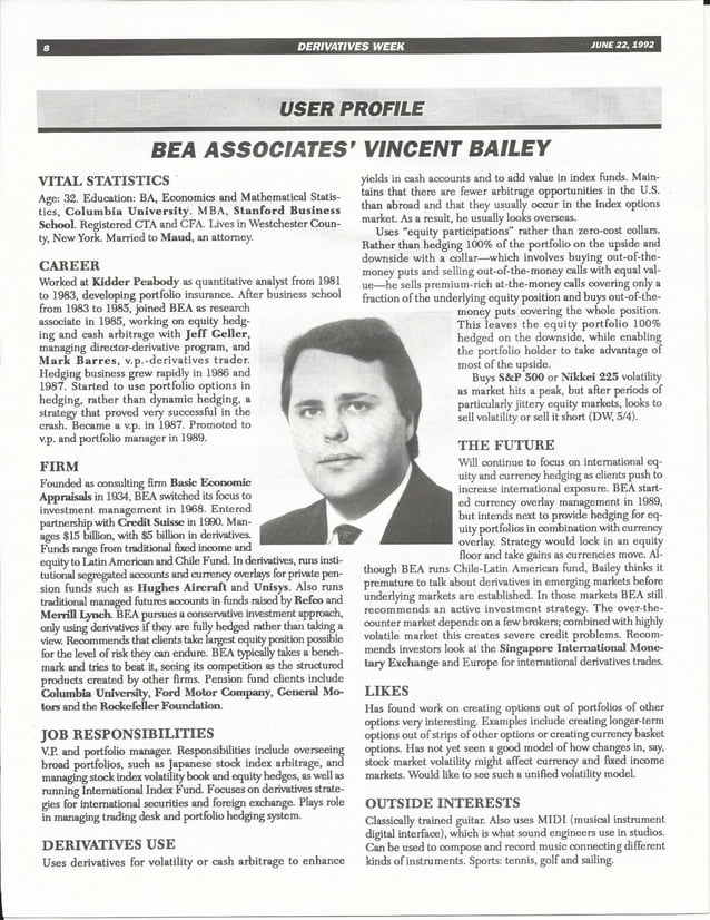 Vin Bailey Derivatives Week Profile | PDF
