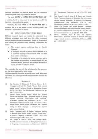 Sentiment Analysis in Marathi Language | PDF
