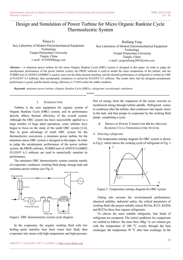 Design and Simulation of Power Turbine for Micro Organic Rankine Cycle ...