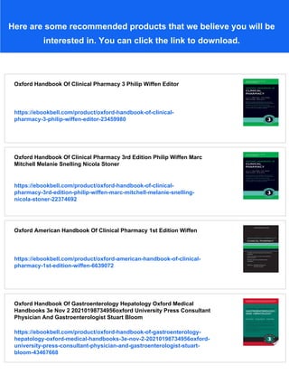 Oxford Handbook Of Clinical Pharmacy 2nd Edition Philip Wiffen | PDF