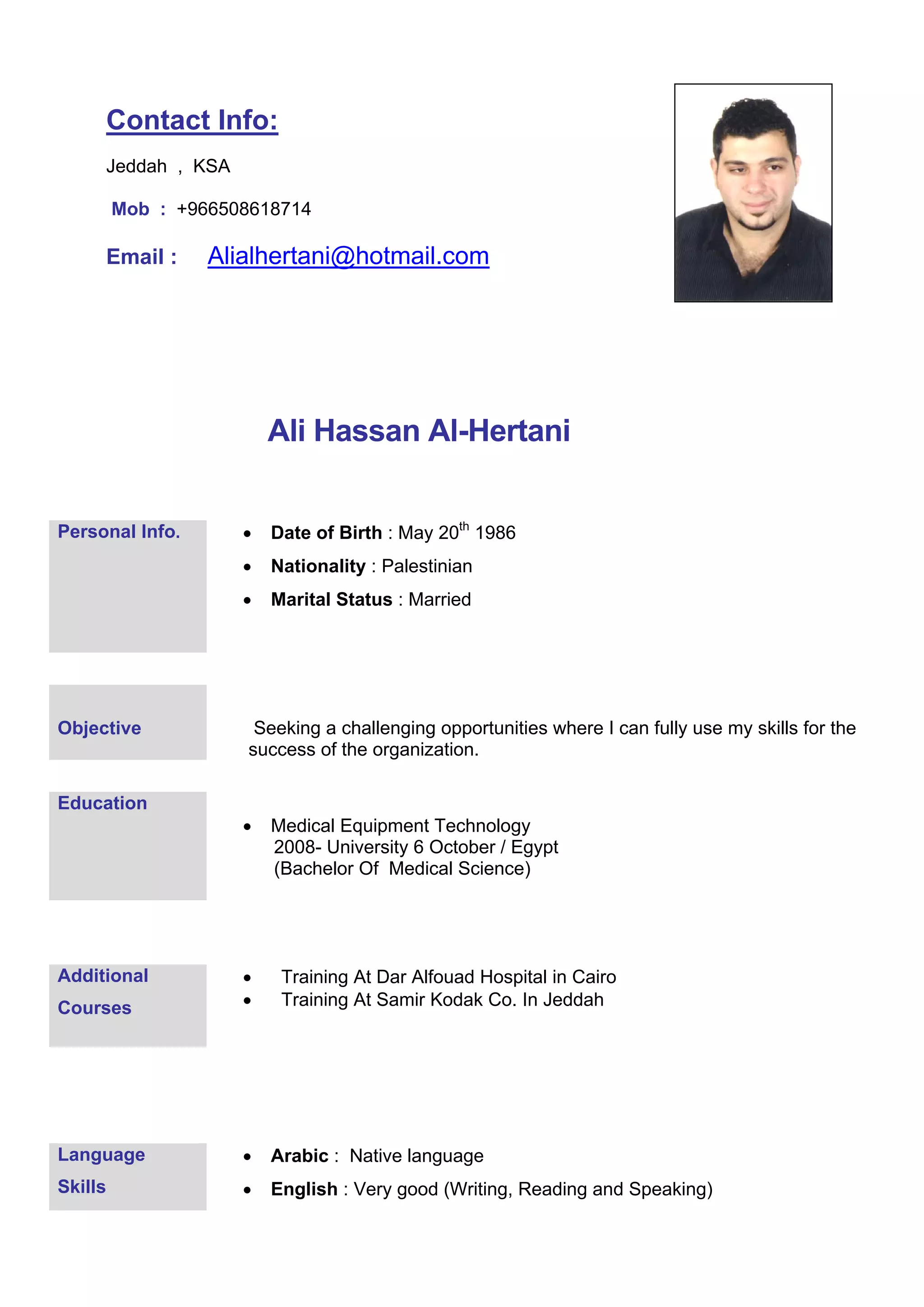 Ali Alhertani CV | PDF