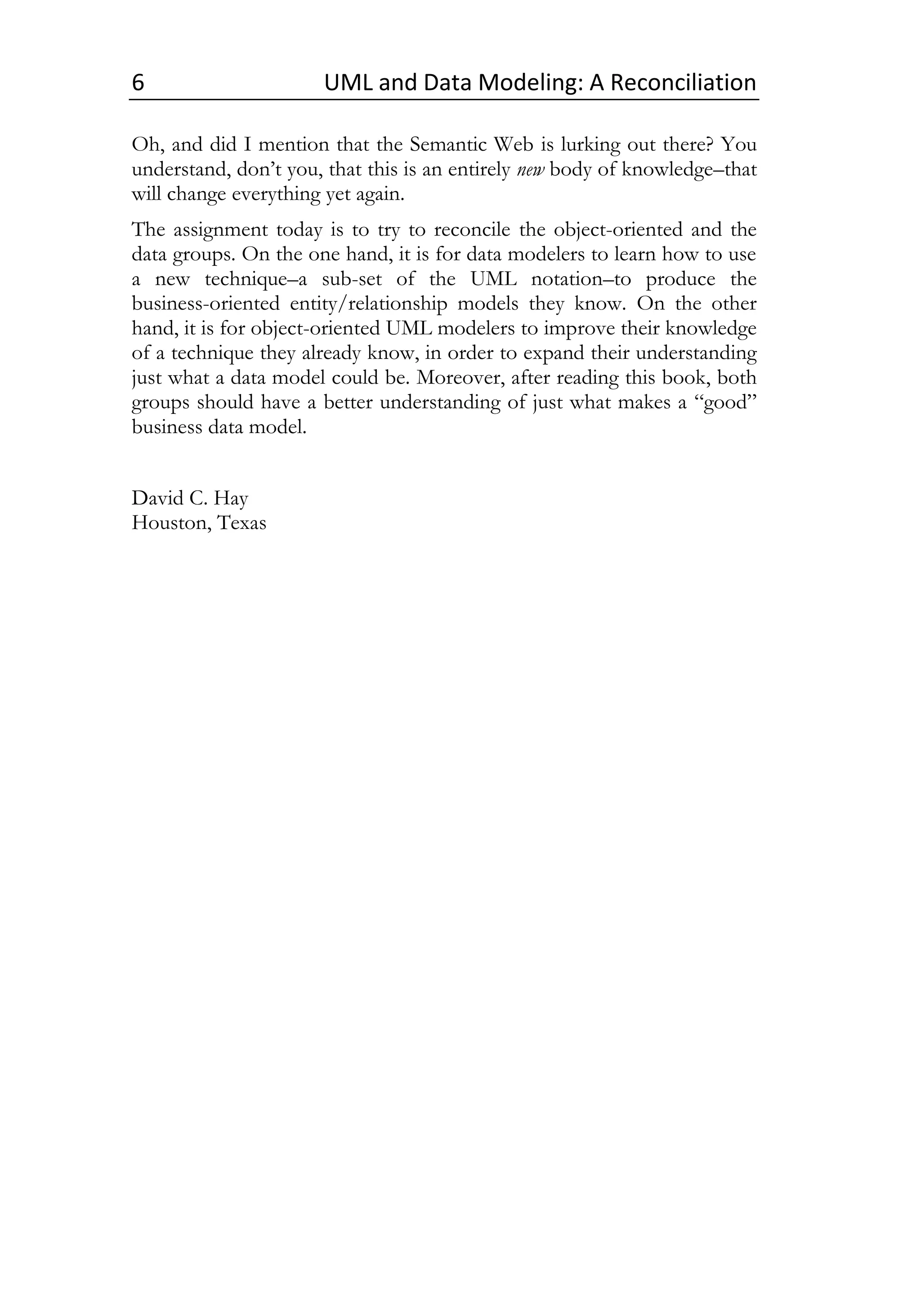 UML and Data Modeling A Reconciliation First Edition David C. Hay | PDF