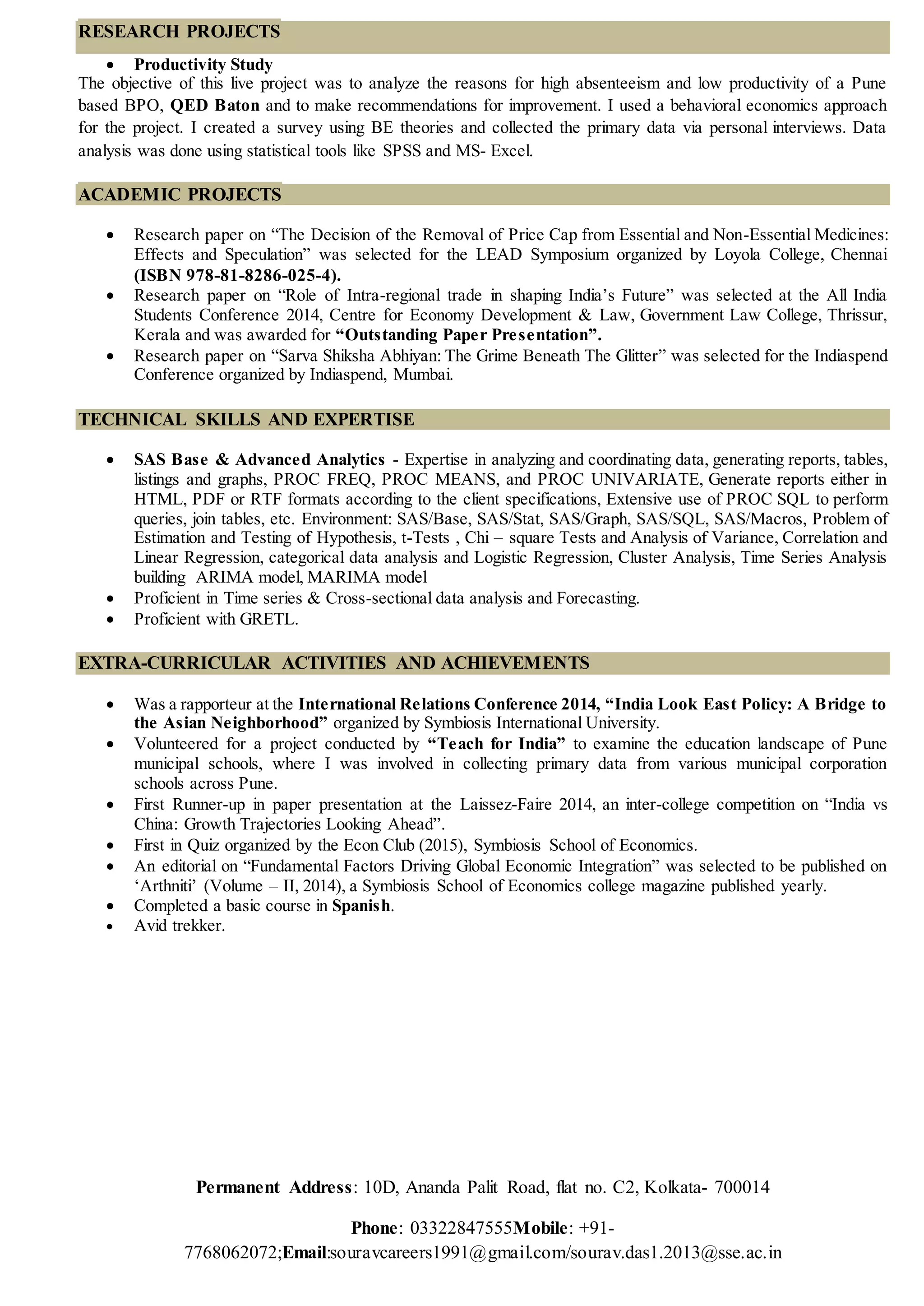 SOURAV_DAS_Resume | DOCX | Business Administration | Business