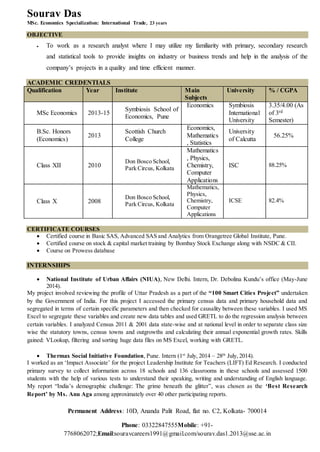 SOURAV_DAS_Resume | DOCX | Business Administration | Business