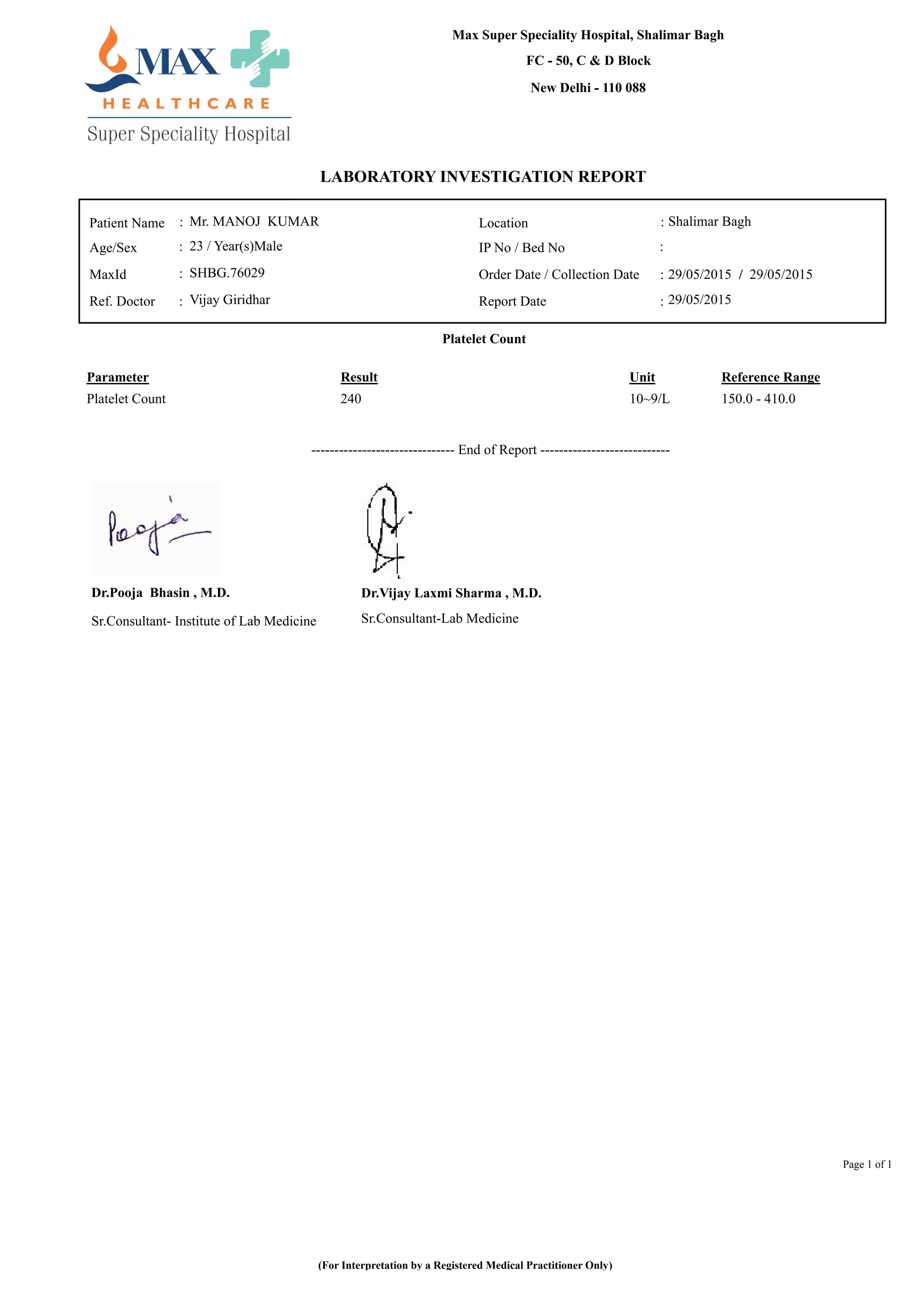 Max Hospital Shalimar Bagh Doctor's Prescription | PDF