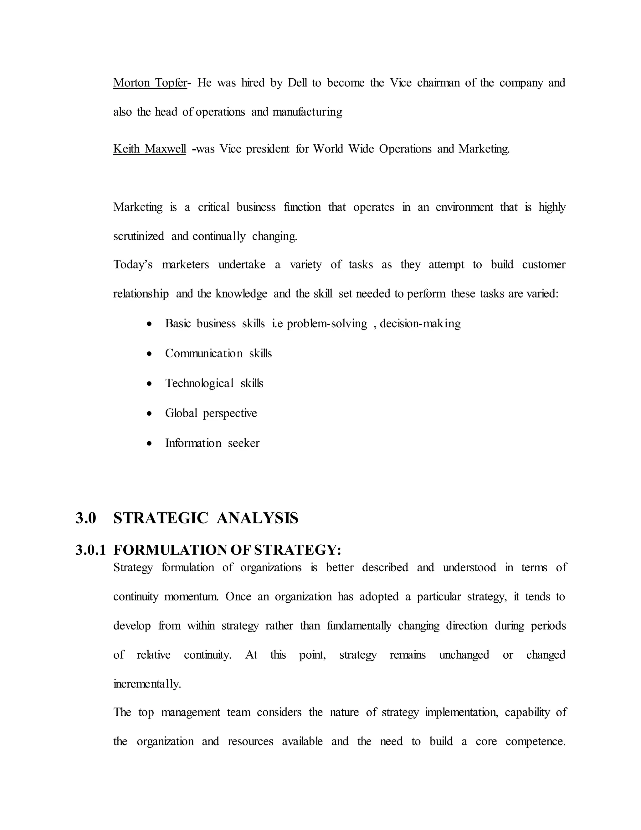 ADVANCED STRATEGIC MANAGEMENT - Matching Dell Case | DOCX
