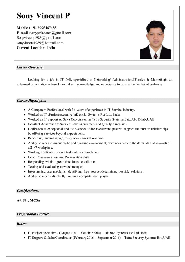 Sony Resume | PDF