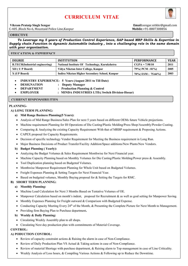 Vikram_Resume_5 Years_PPC_B Tech_NIT K | PDF