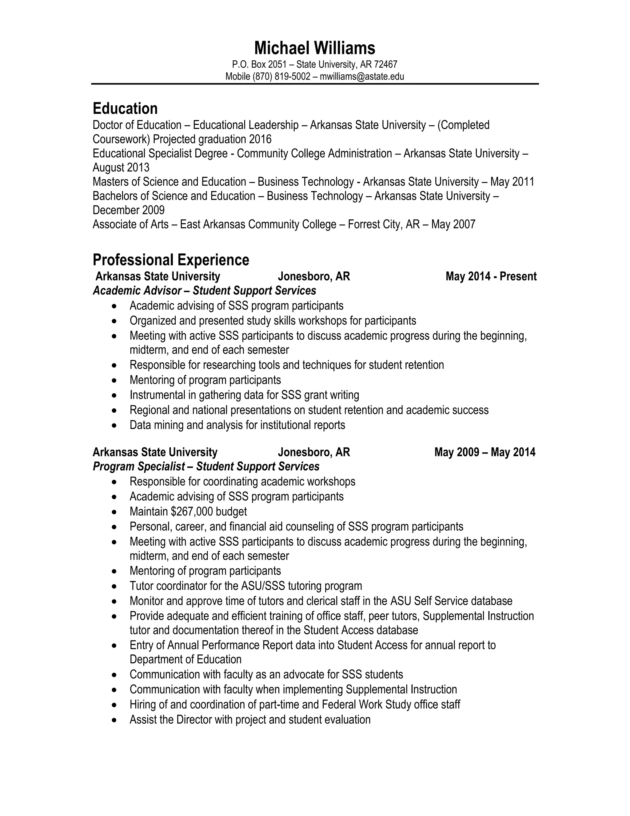 MWResume_AcademicAdvisor2015 | PDF