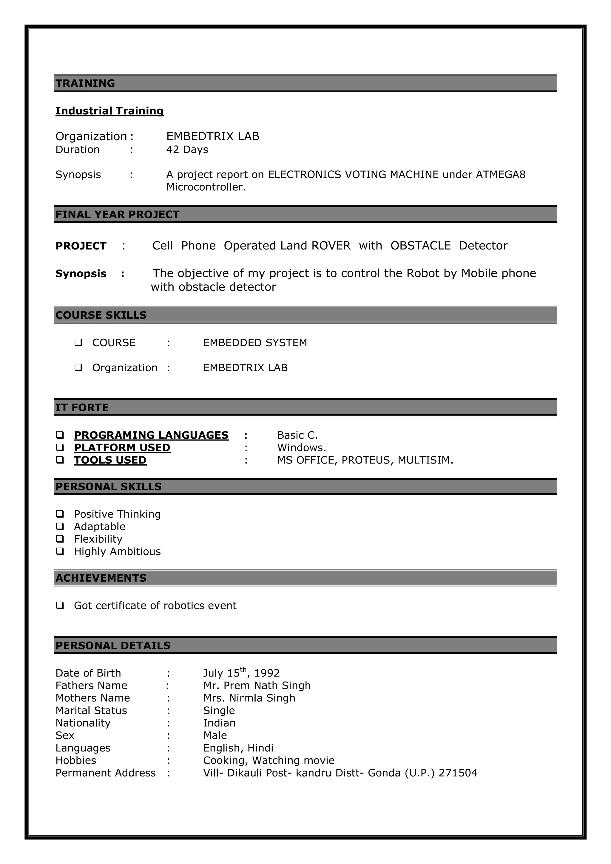 CV Er. Akhand Pratap Singh with exeperience | PDF