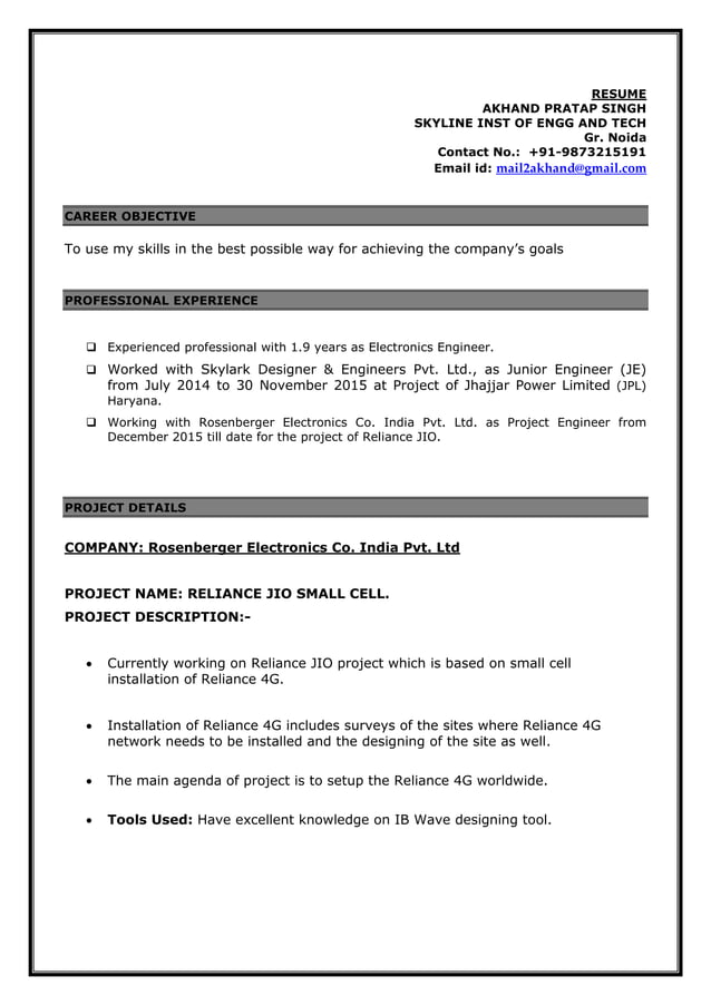 CV Er. Akhand Pratap Singh with exeperience | PDF