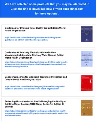 Guidelines for Drinking water Quality 4th Edition World Health ...