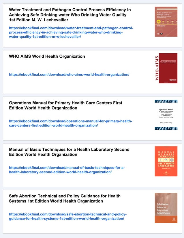 Guidelines for Drinking water Quality 4th Edition World Health Organization | PDF