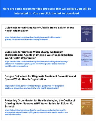 Guidelines for Drinking water Quality 4th Edition World Health ...