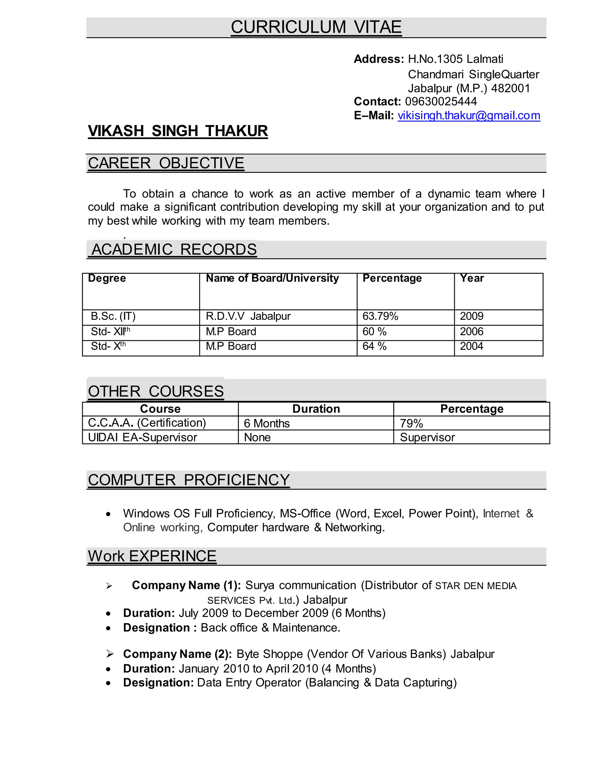 Vikas C.V. Updated | DOCX