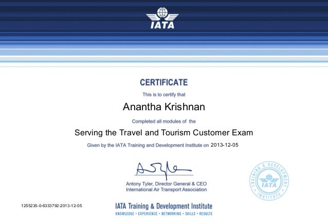 IATA Certificate - 1