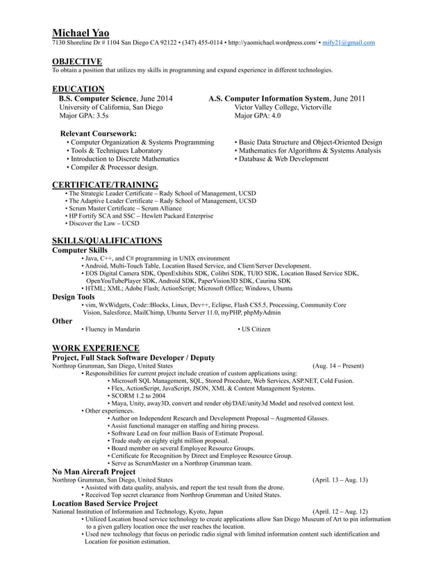 Michael Yao v1.4 | PDF