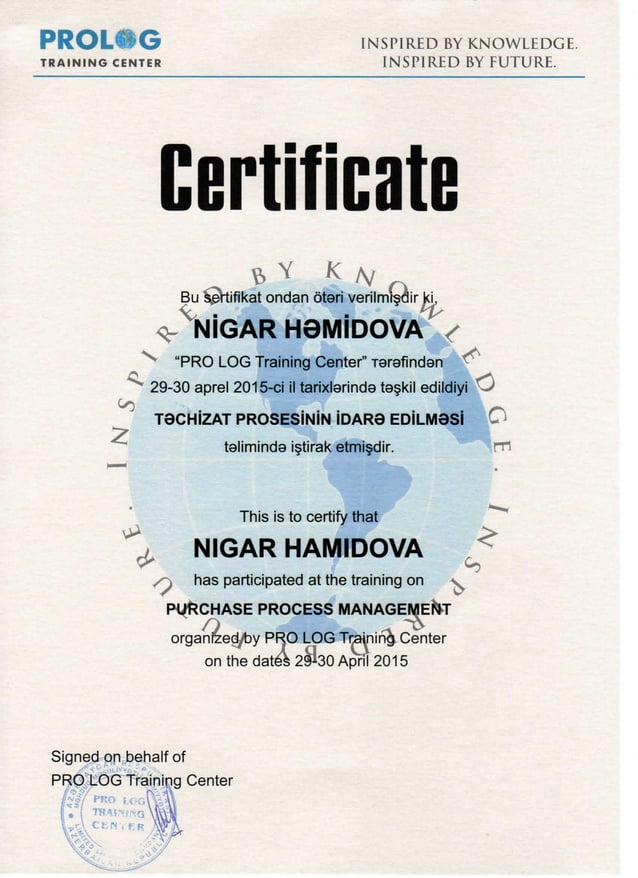 Certificate - Purchase Process Management | PDF