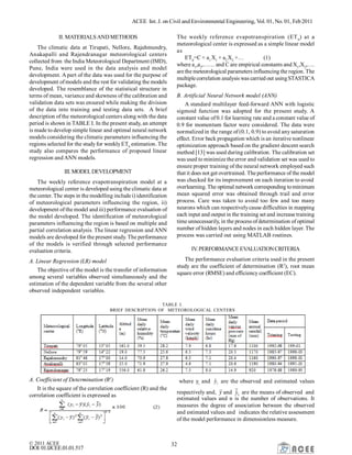 Estimation of Weekly Reference Evapotranspiration using Linear Regression and ANN Models | PDF