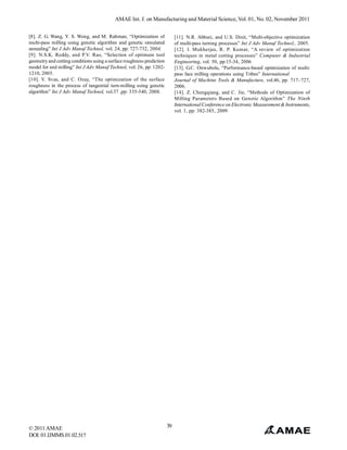 Genetic Algorithm Optimization of Operating Parameters for Multiobjective Multipass End Milling ...