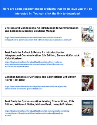 Immediate download Test Bank for Choices and Connections, 3rd Edition ...