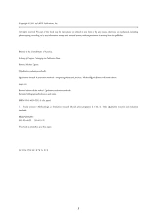 Qualitative Research Evaluation Methods Integrating Theory and Practice Michael Quinn Patton | PDF