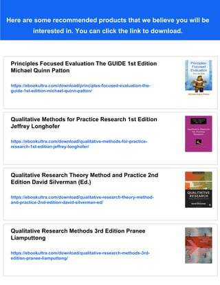 Qualitative Research Evaluation Methods Integrating Theory and Practice Michael Quinn Patton | PDF