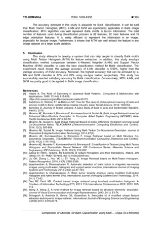Comparison of Methods for Batik Classification Using Multi Texton Histogram | PDF