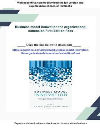 Business model innovation the organizational dimension First Edition ...