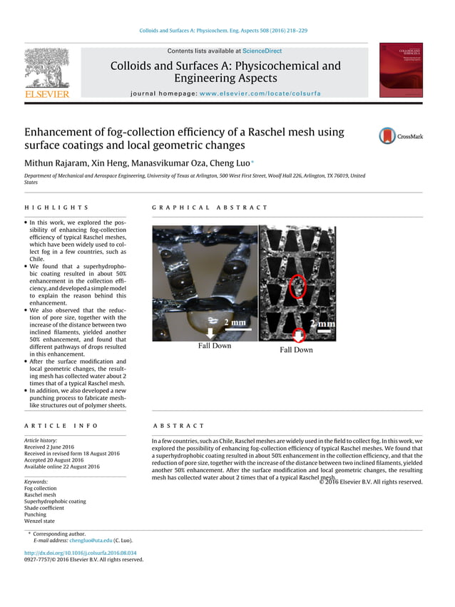 Enhancement of Fog-collection Efficiency of a Raschel Mesh Using Short ...