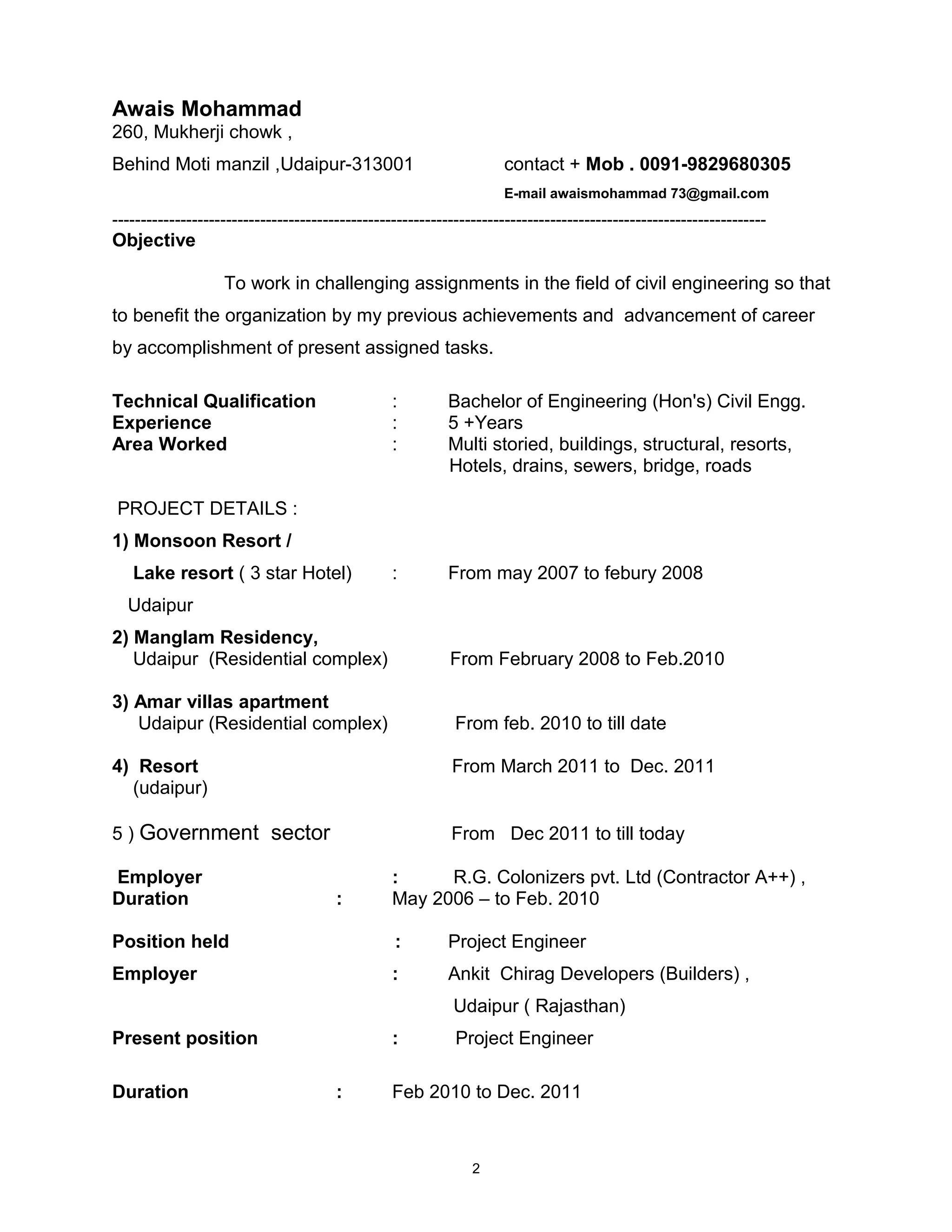 Awais mohammad's cv | PDF