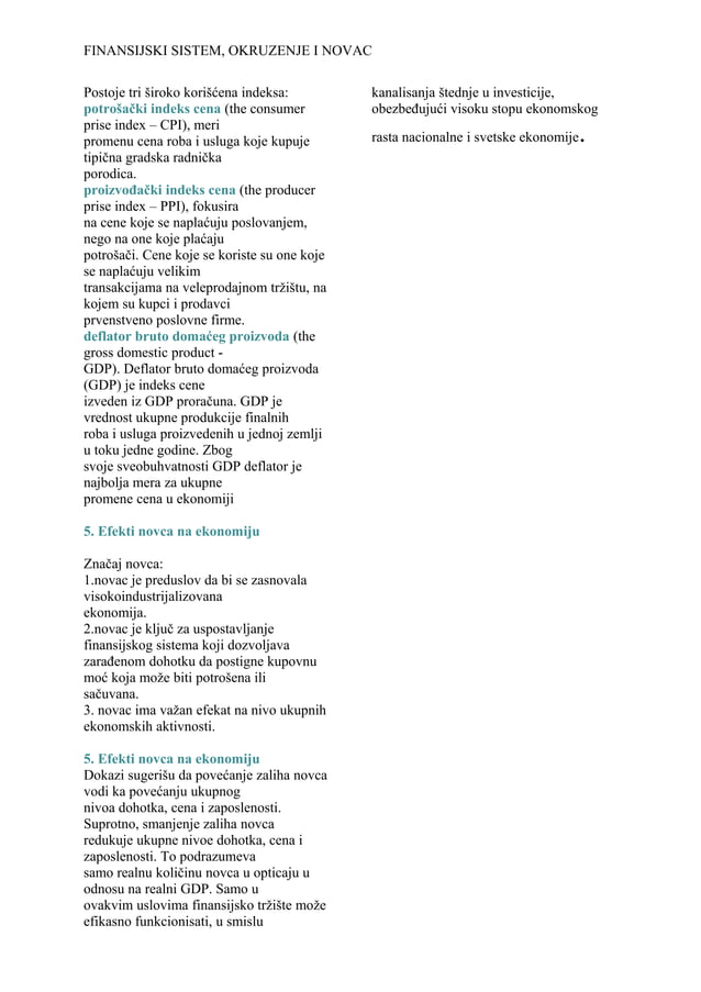 FINANSIJSKO TRZISTE, OKRUZENJE I NOVAC | DOC