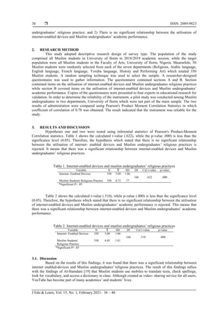 Utilisation of internet-enabled devices for academic and religious ...