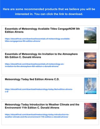 Essentials of Meteorology 5th ed Edition C. Ahrens | PDF