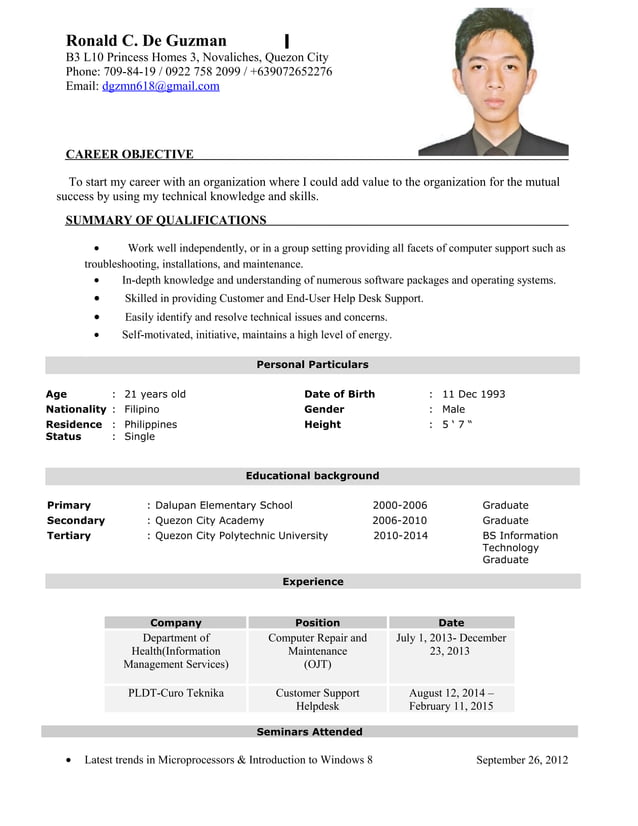 De Guzman, Ronald C. | DOC | IT and Internet Support | Internet