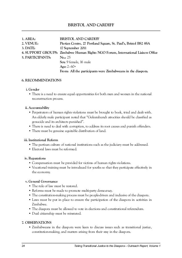 Transitional Justice Outreach Report