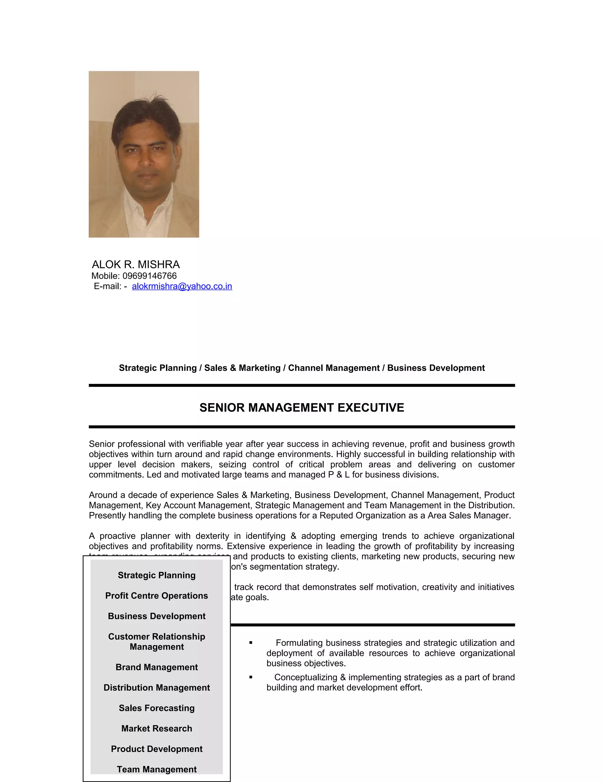 Alok resume-Jan.17 - Copy | DOC | Sales | Business