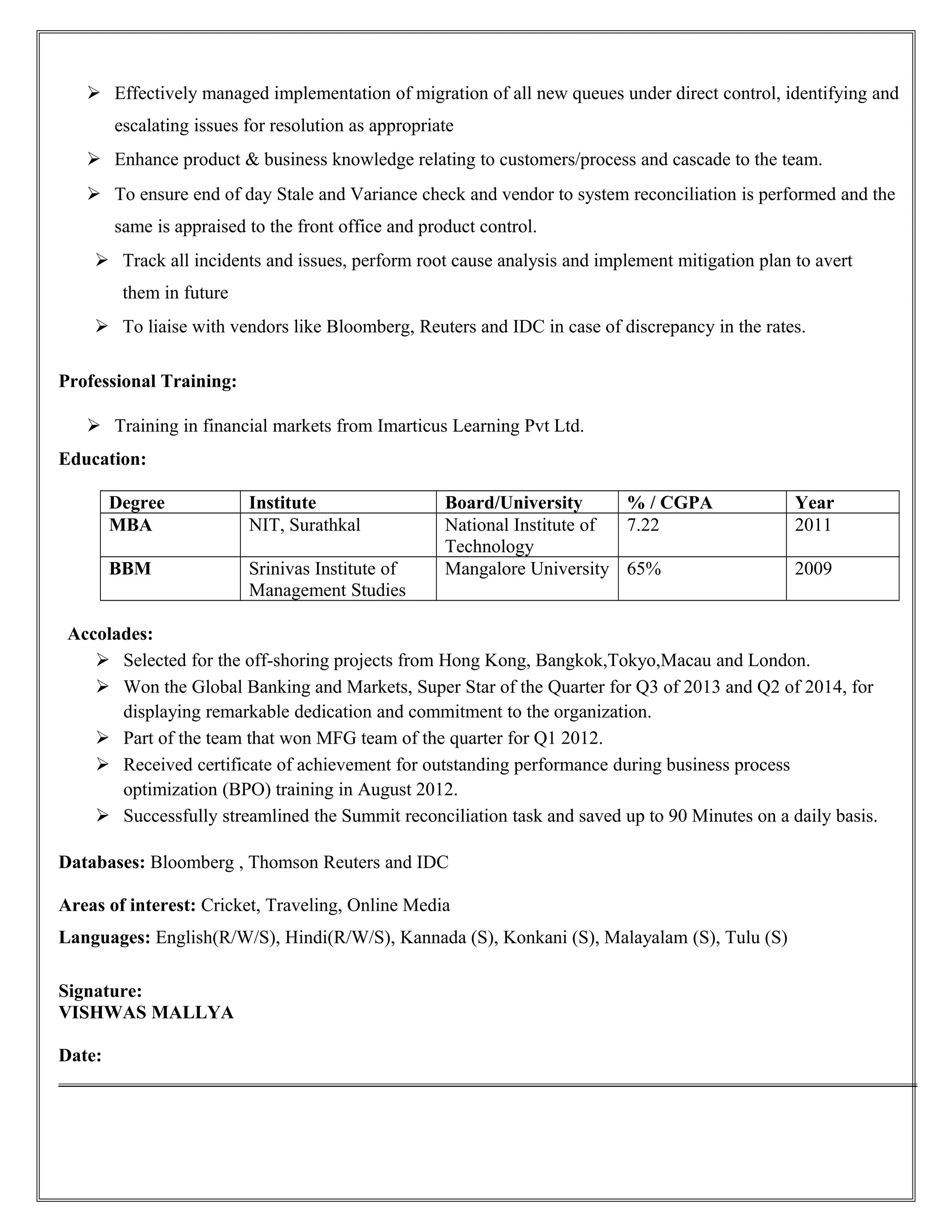 Vishwas Mallya | DOC | Business Administration | Business