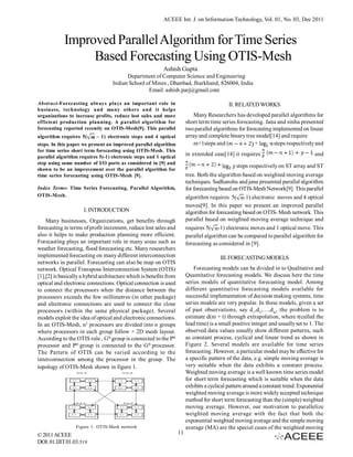 Improved Parallel Algorithm for Time Series Based Forecasting Using OTIS-Mesh | PDF | Business ...